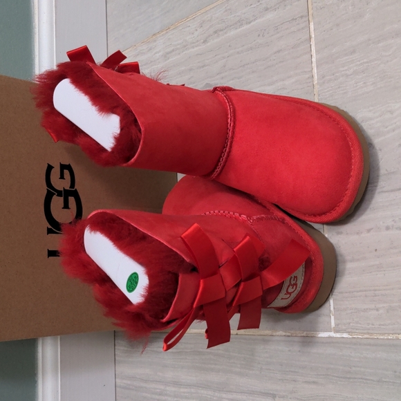 UGG | Shoes | Ugg Bailey Bow Red Boots | Poshmark